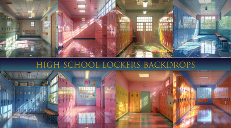 Second Life Marketplace - SATO - High school Lockers Blogger backdrop textures